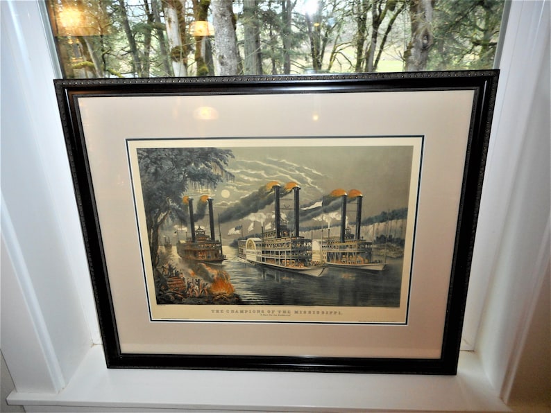 Rare Antique Steamship Currier & Ives Fanny Palmer 1866 Hand Colored ...