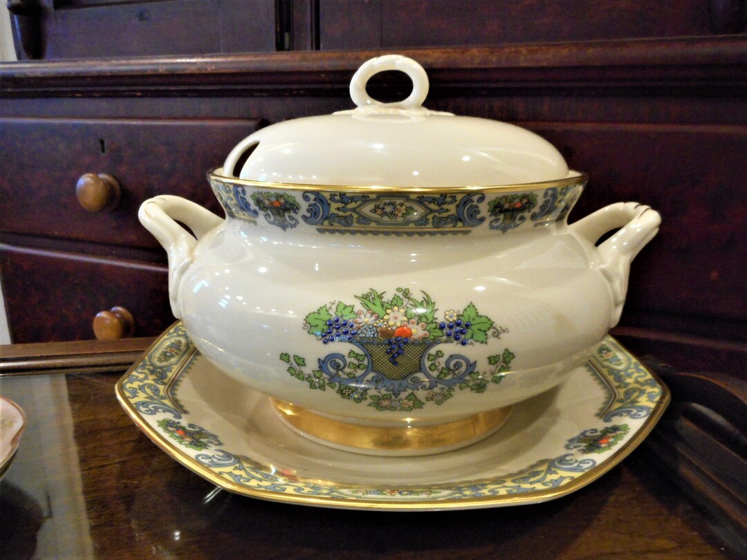 Large Lenox Autumn Pattern Soup Tureen on Platter Dinnerware Porcelain ...