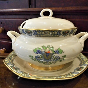 Large Lenox Autumn Pattern Soup Tureen on Platter Dinnerware Porcelain ...