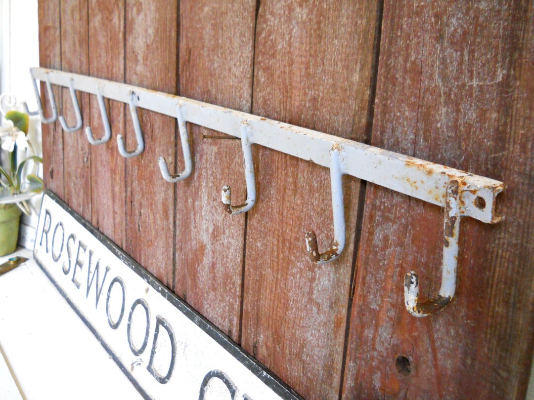 Vintage Industrial Farmhouse Long Iron Tool Hook Rustic Rack Barn Horse ...