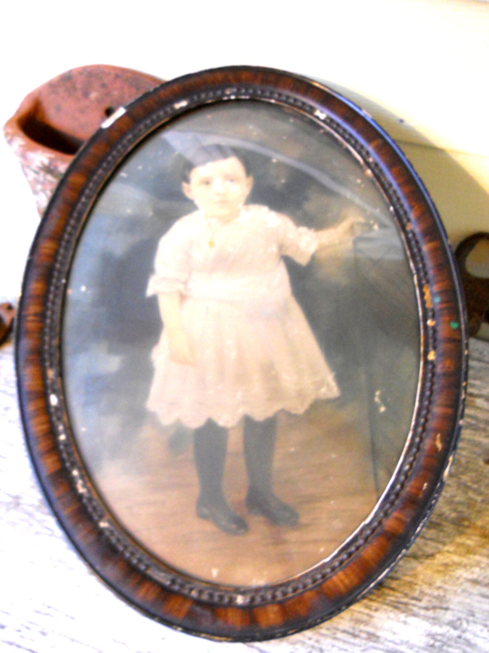 Antique 1900 Edwardian Child Portrait Hand Tinted Photo Print Large ...
