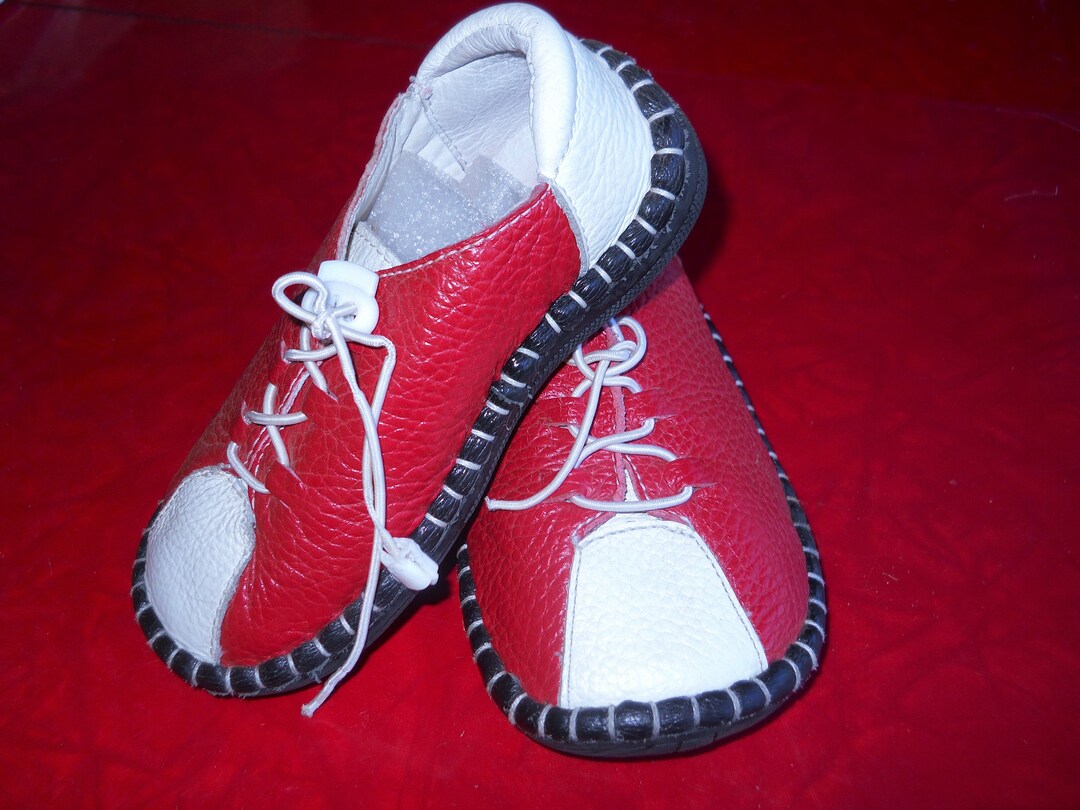Vintage Child Retro Red White Leather Pedoodles Shoes Baby Toddler Lace ...