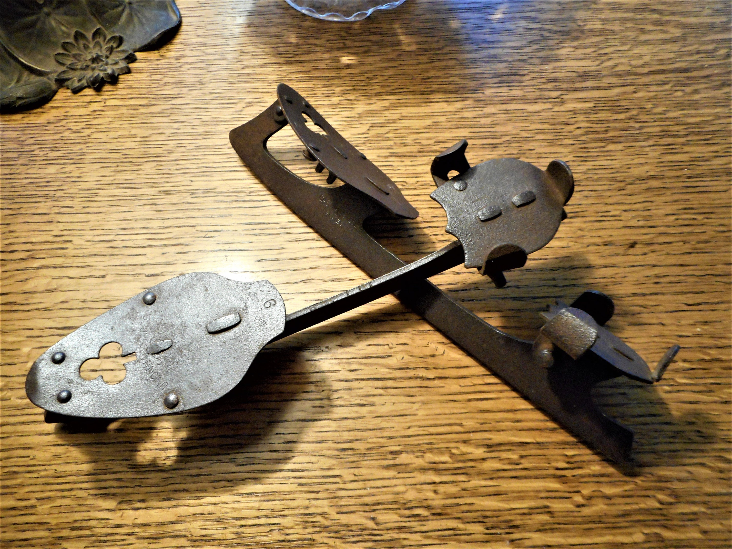 Antique Rustic Victorian Children's Cast Steel Iron Ice Skates Union ...