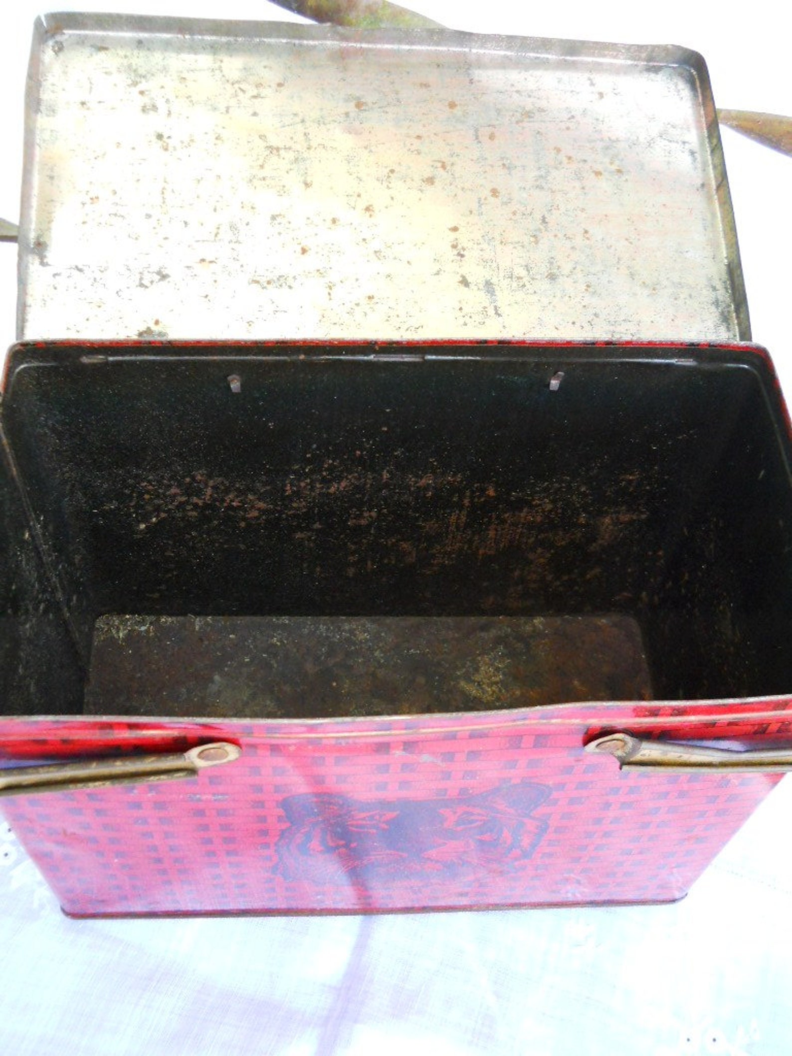 Vintage 1905 Industrial Tiger Bright Sweet Chewing Tobacco Lunch Pail ...