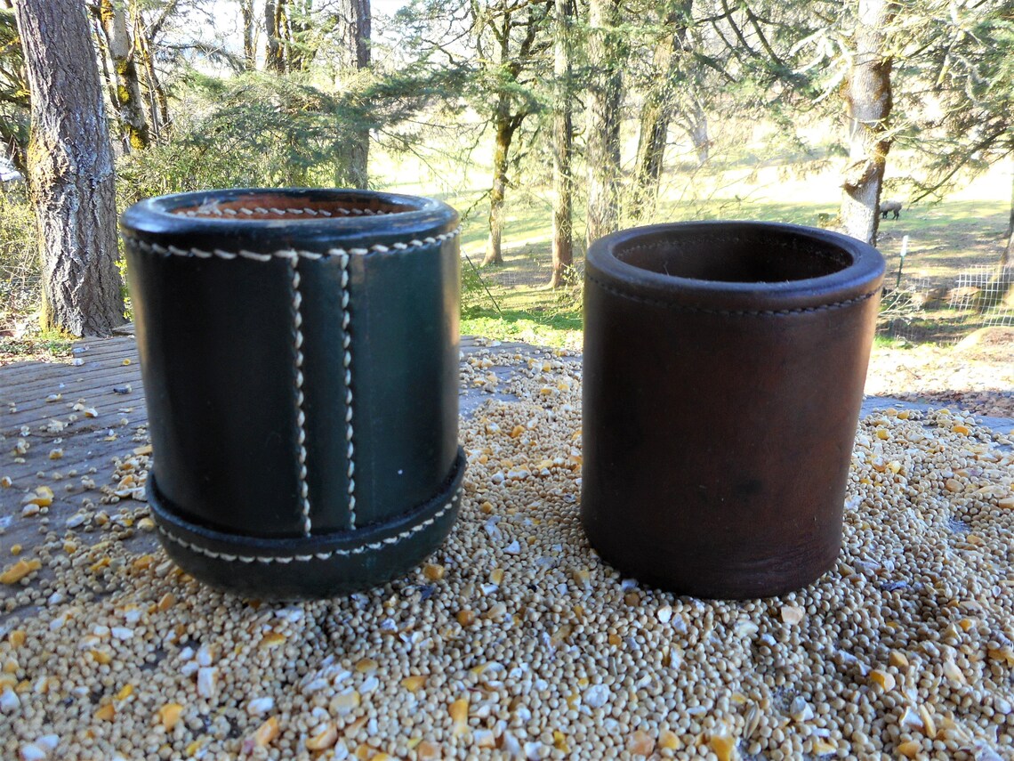 Vintage Mid Century Modern Round Leather Liars Dice Cup Game - Etsy