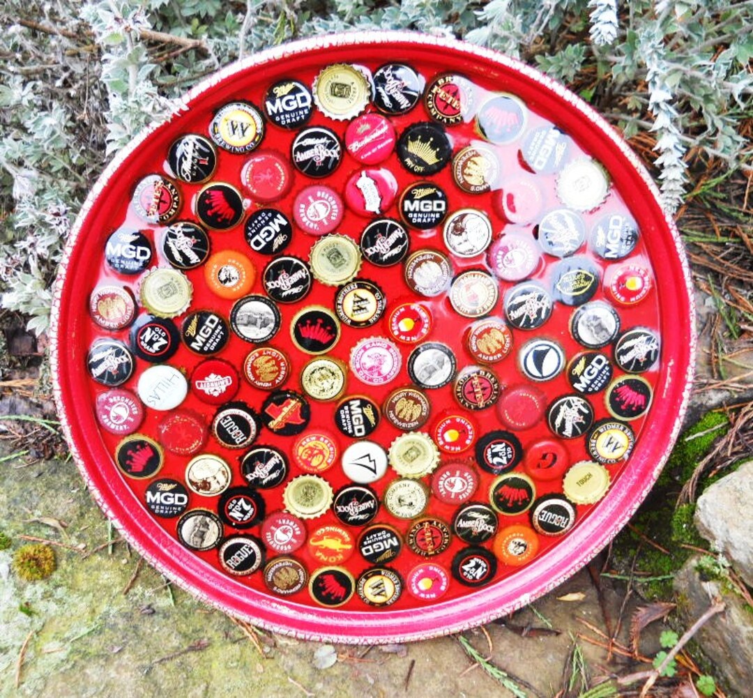 Red Serving Platter Beer Tray Barware Retro Modern Industrial ...
