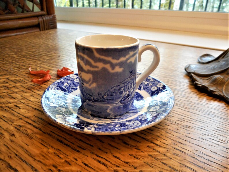 Palissy Pottery England Cobalt Blue White Demitasse Espresso Coffee Tea ...