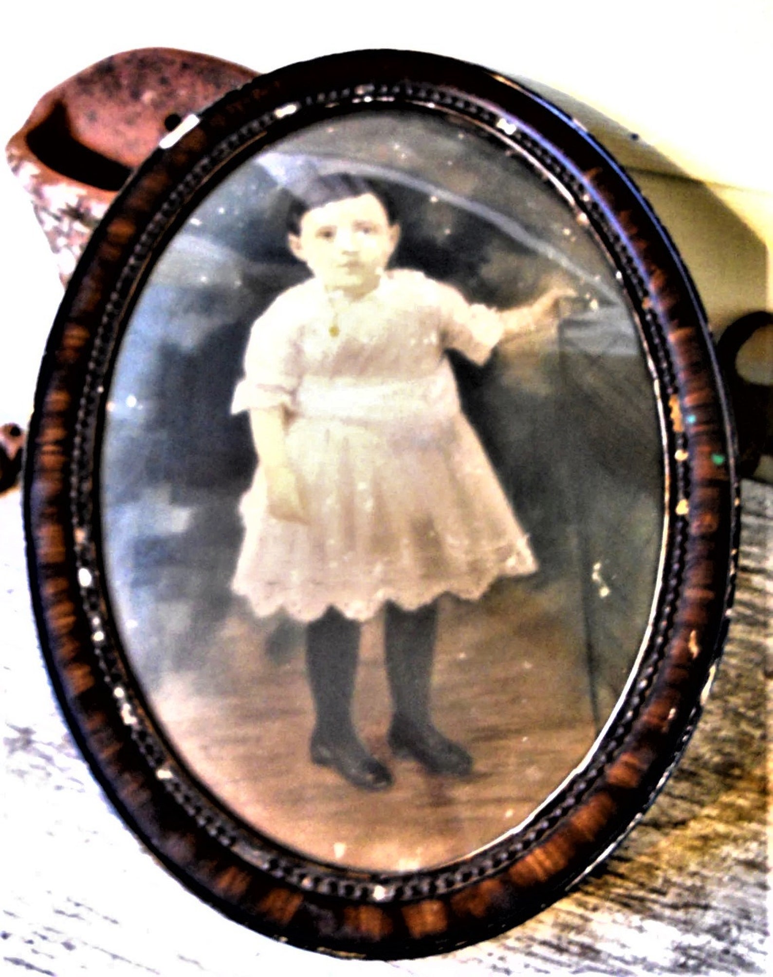 Antique 1900 Edwardian Child Portrait Hand Tinted Photo Print Large ...