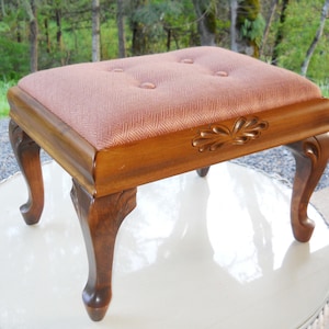 Antique 1920s Overstuffed Peach Silk Damask Upholstered Carved Wood ...