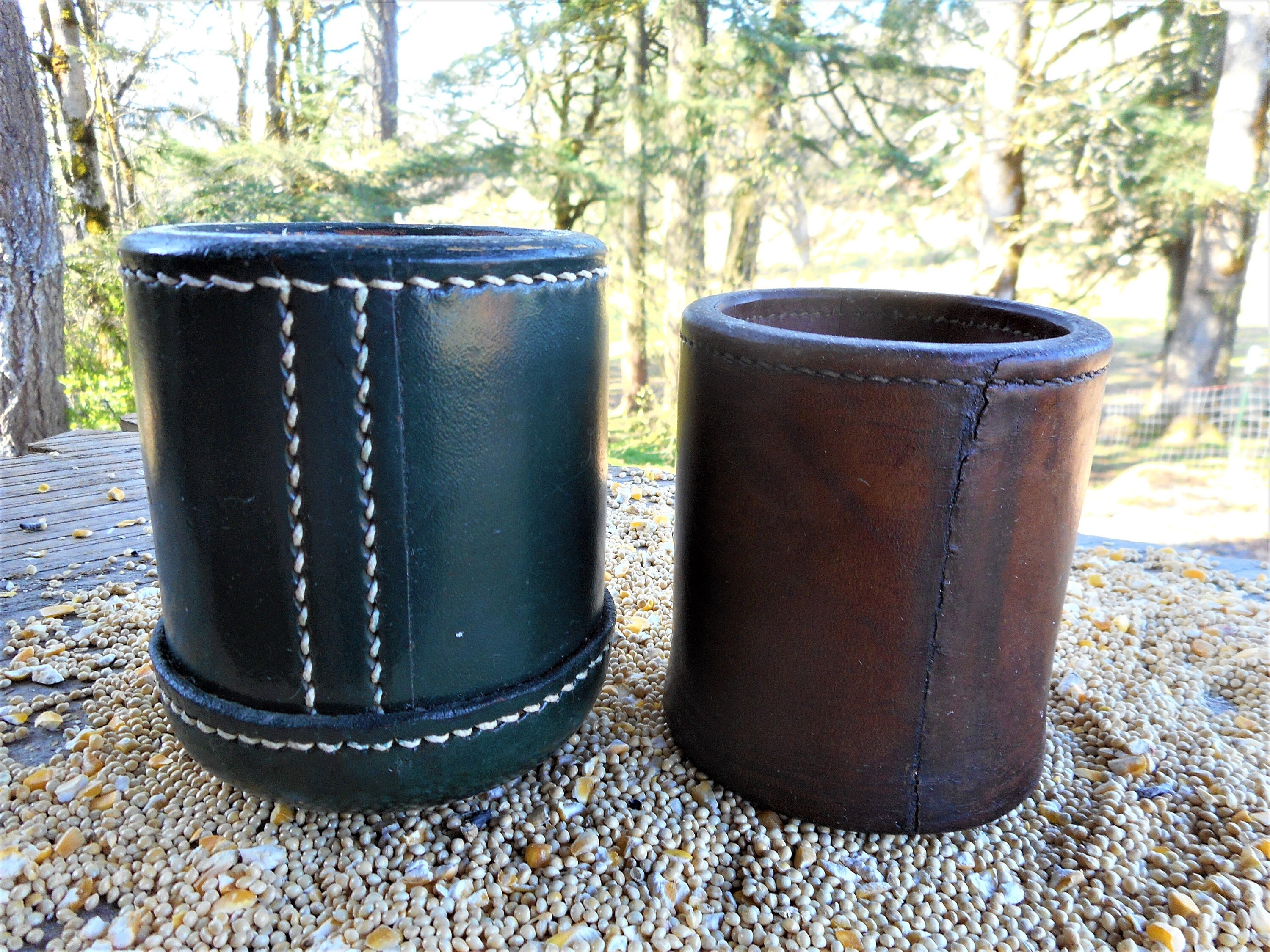 Vintage Mid Century Modern Round Leather Liars Dice Cup Game - Etsy