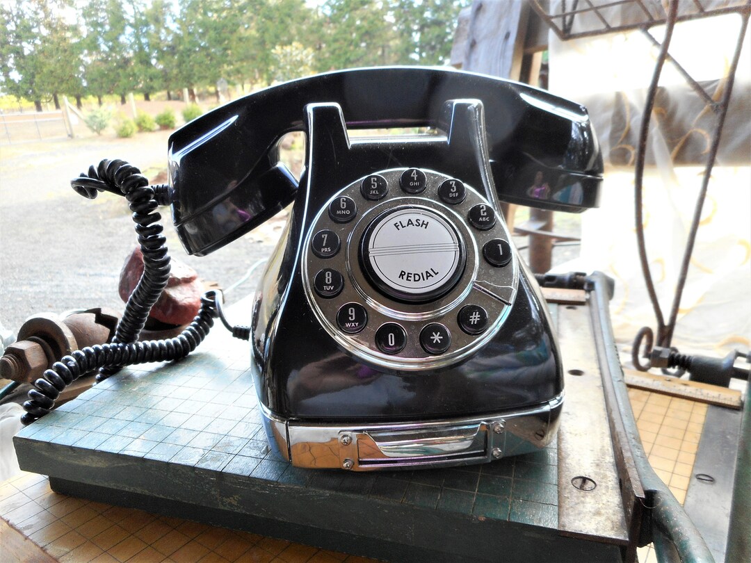 Classic Vintage Pottery Barn Black Telephone Factory Art Deco Style ...