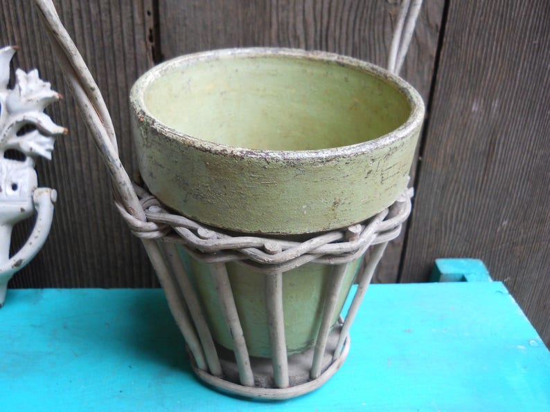 Victorian Rare Funeral Split Reed Basket Flower Pot Vintage 1910 ...
