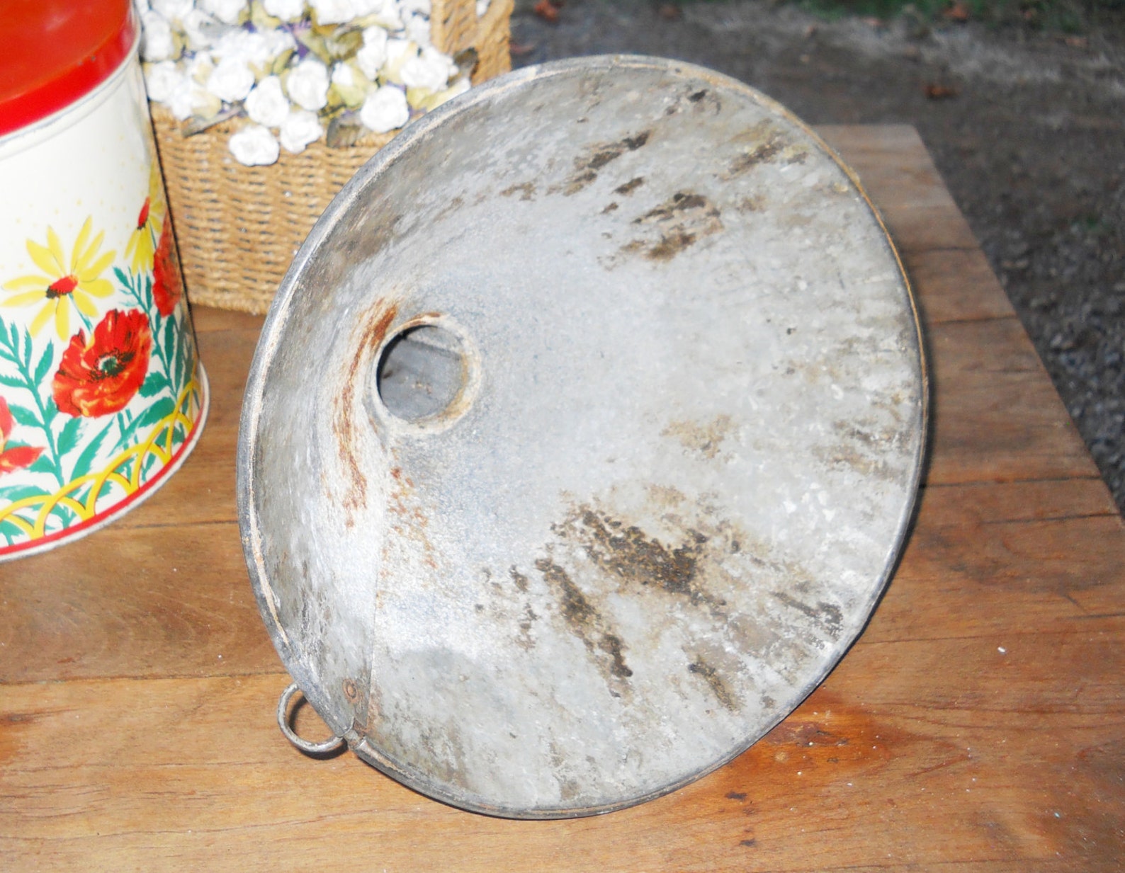 Vintage Dover Galvanized Aluminum Zinc Funnel, Rustic Industrial ...