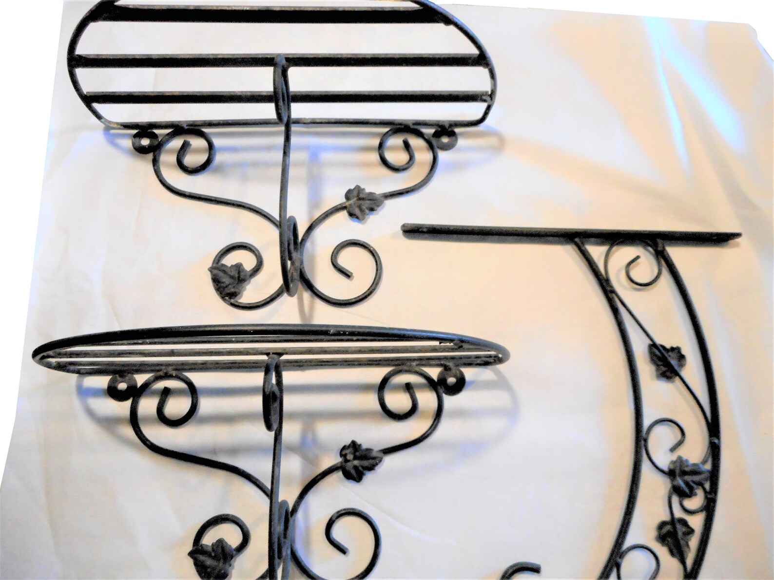 Vintage Garden Rustic Black Iron Ivy Planter Wall Shelf Pair & - Etsy