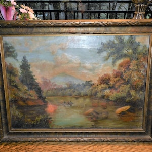 Unusual Small Alpine Early 1900s Rustic Mountain Lake Canoe Folk ...