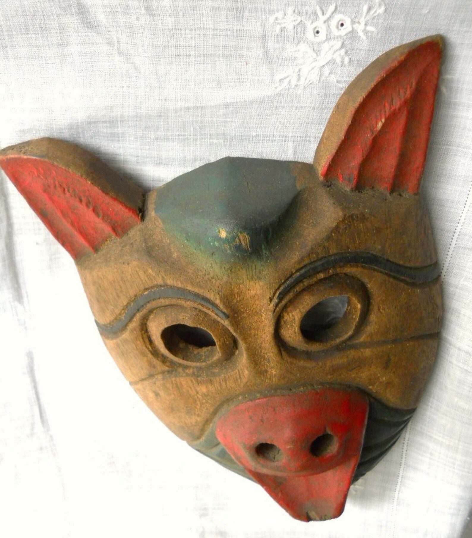Vintage Ceremonial Tribal Native Bear Pig Mask Rustic Wood - Etsy