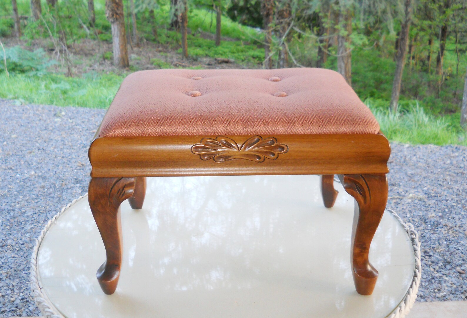 Antique 1920s Overstuffed Peach Silk Damask Upholstered Carved Wood ...