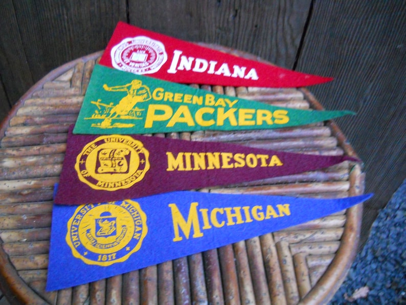 Five Miniature College Sports Souvenir Small Felt Pennant Cool Retro ...