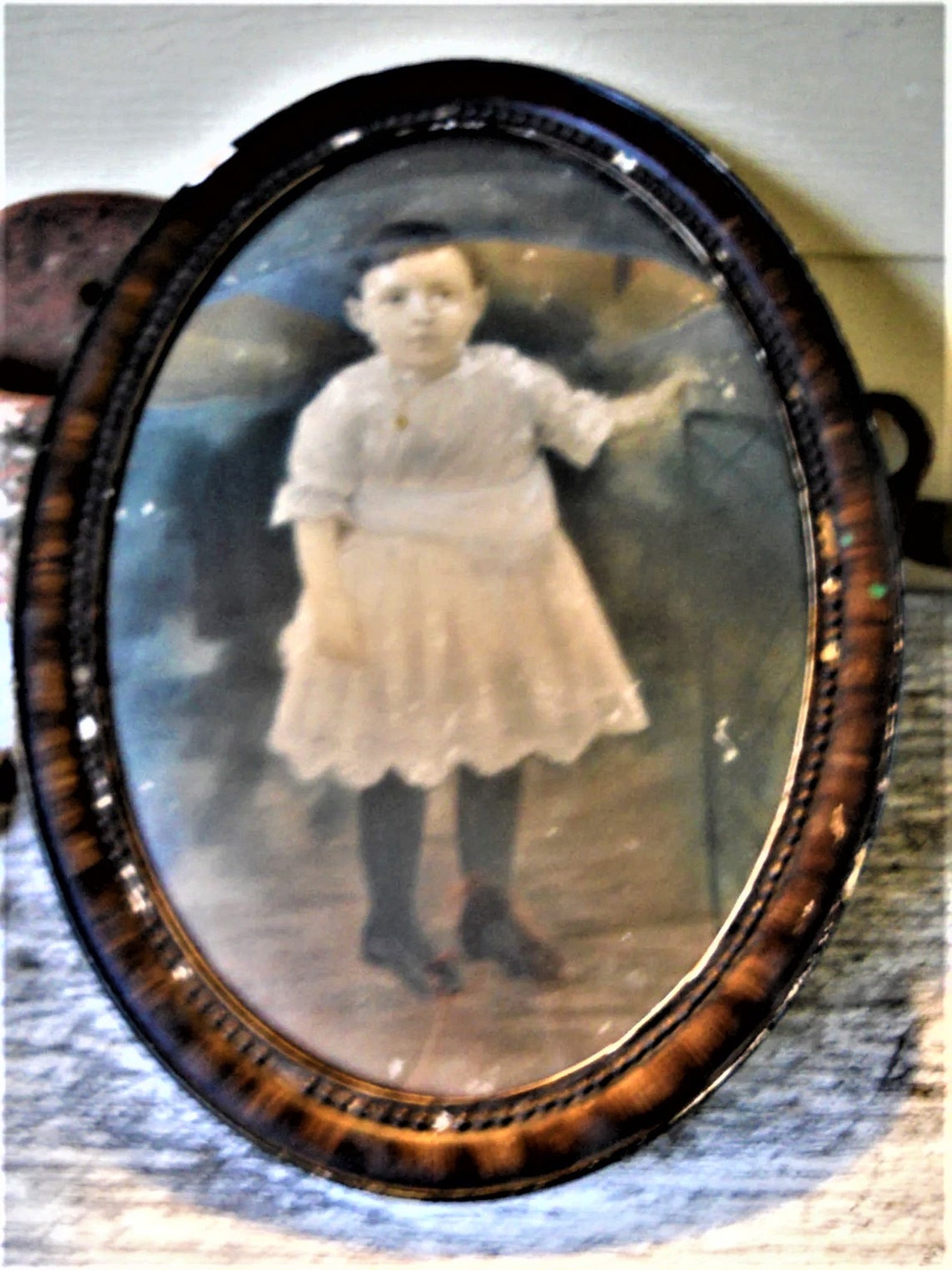 Antique 1900 Edwardian Child Portrait Hand Tinted Photo Print Large ...