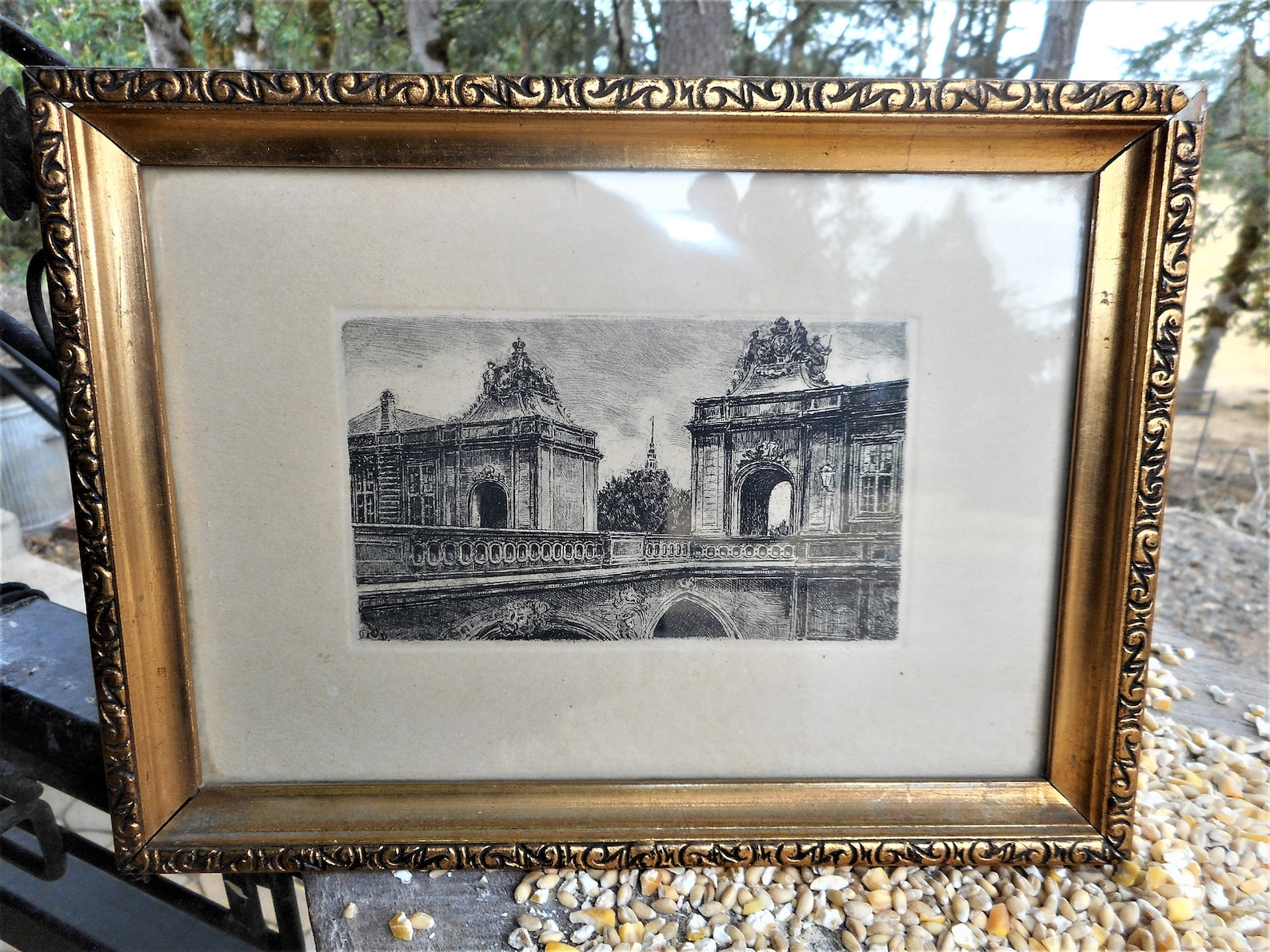Small Original European Etching Architectural Church Fortress | Etsy