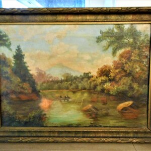 Unusual Small Alpine Early 1900s Rustic Mountain Lake Canoe Folk ...