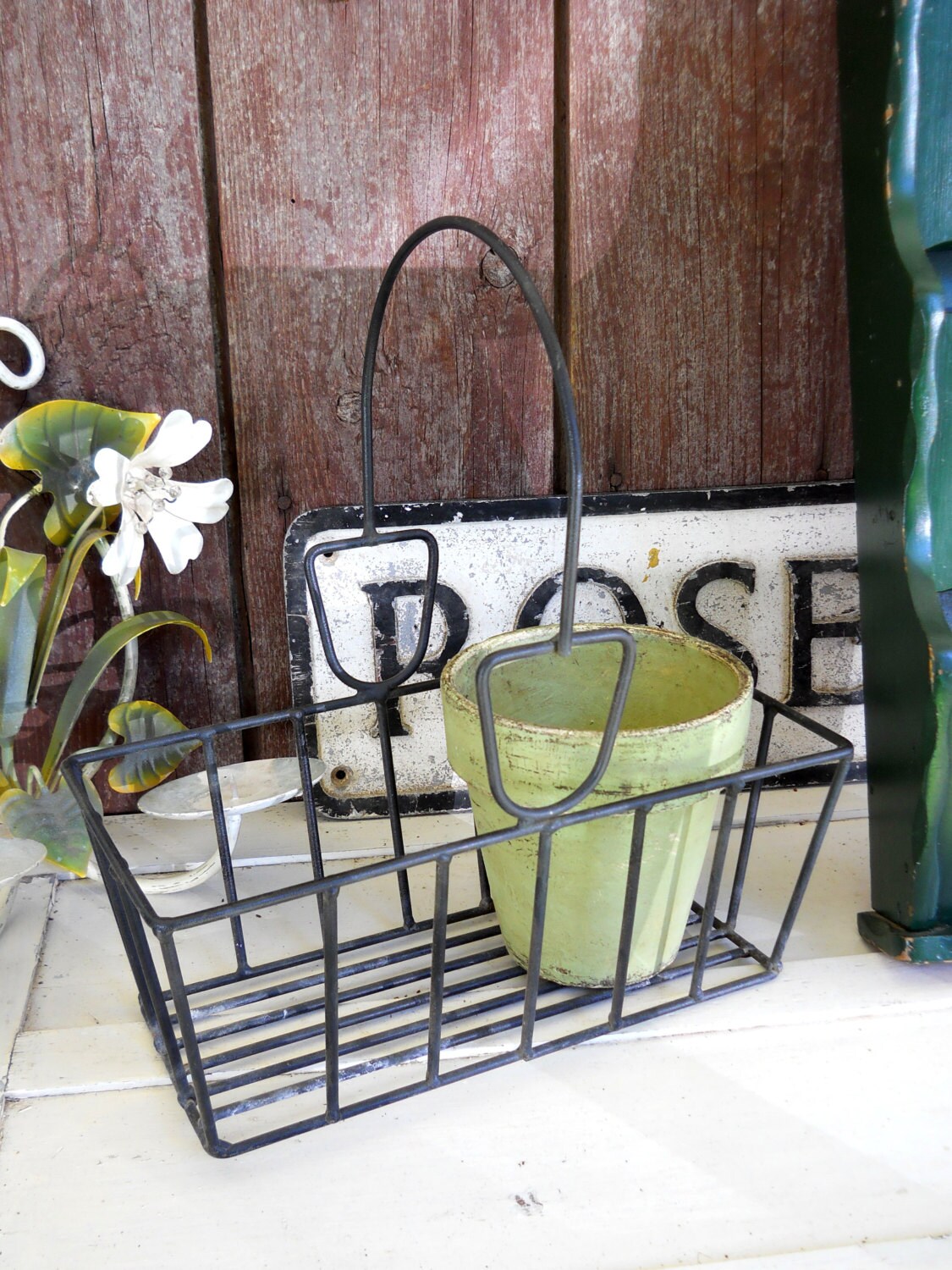 Vintage French Country Farmhouse Iron Metal Basket Cottage | Etsy