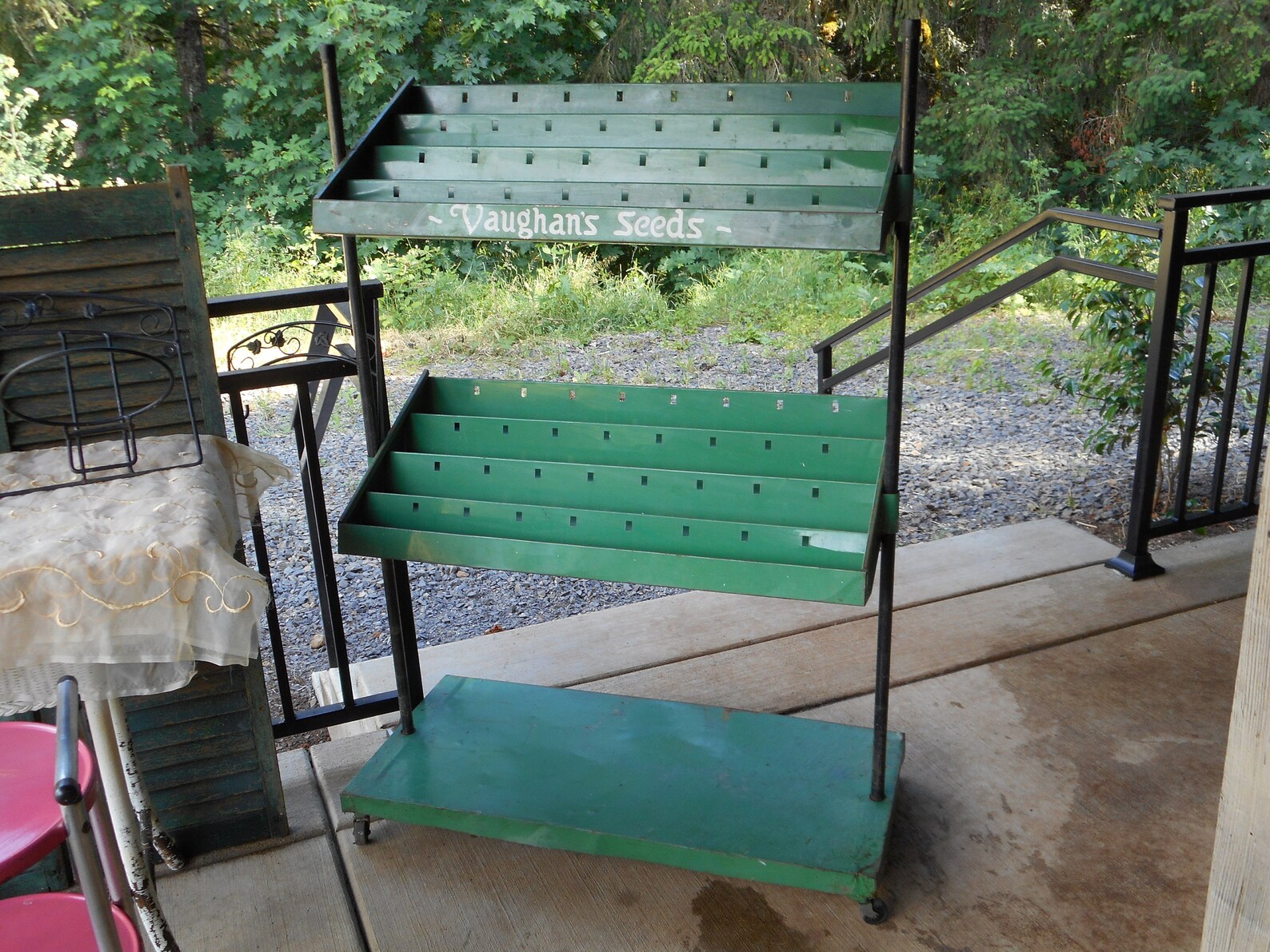 Rare Collapsible Rolling Garden Seed Rack Plant Farm Stand Vintage ...