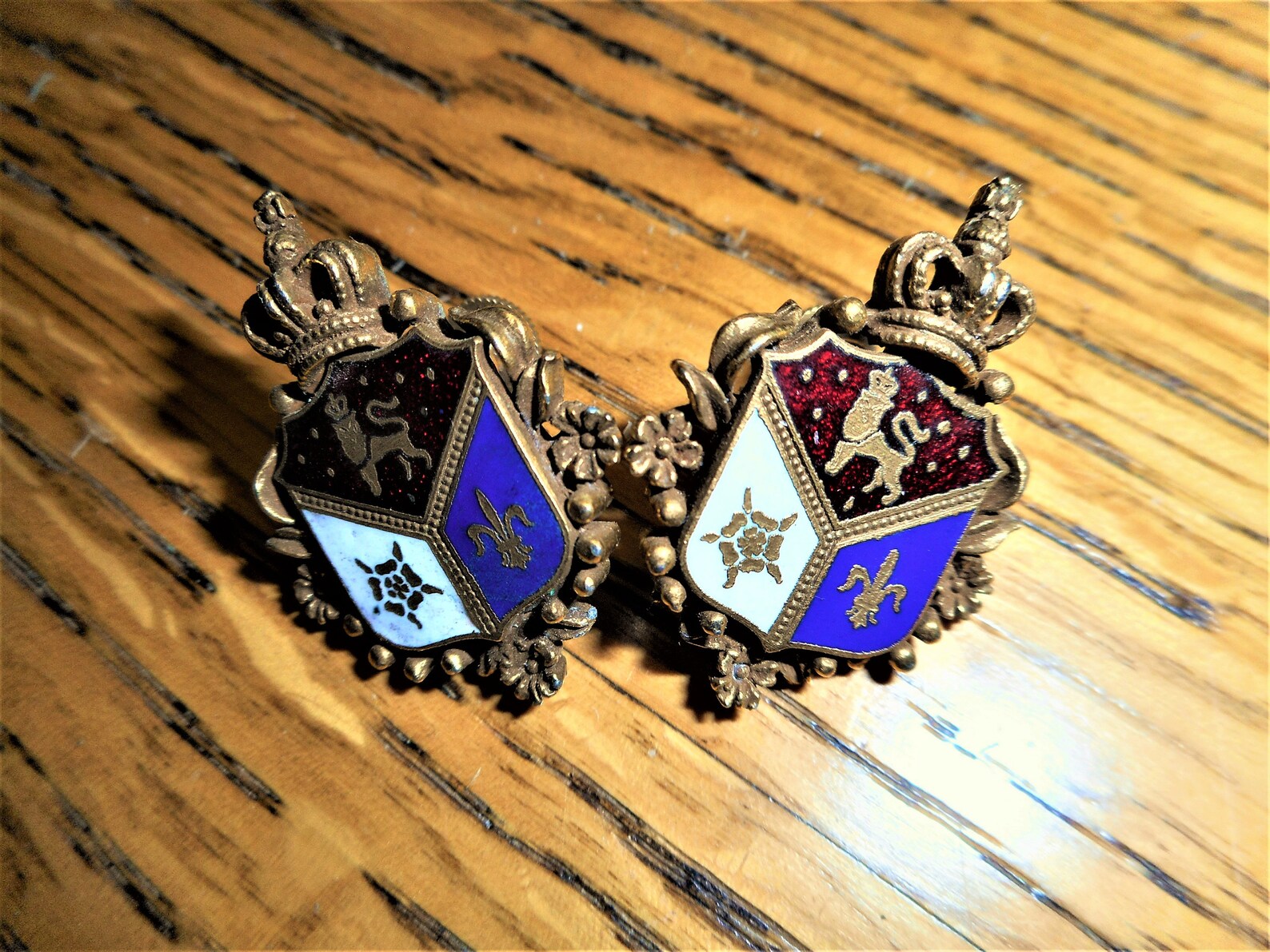 Coro Signed Coronation Coat of Arms Enamel Jubilee Earrings - Etsy