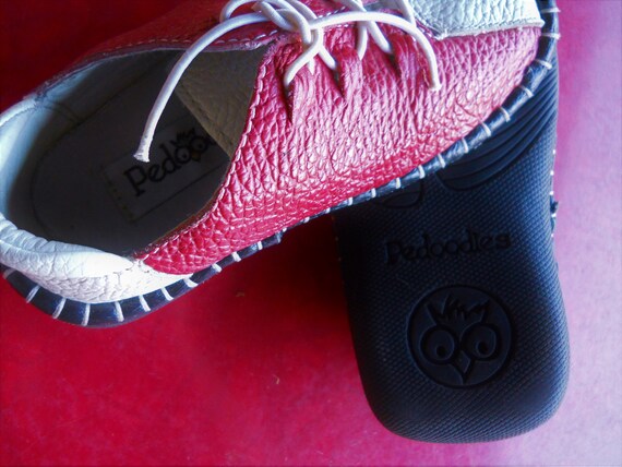 Vintage Child Retro Red White Leather Pedoodles Shoes… - Gem