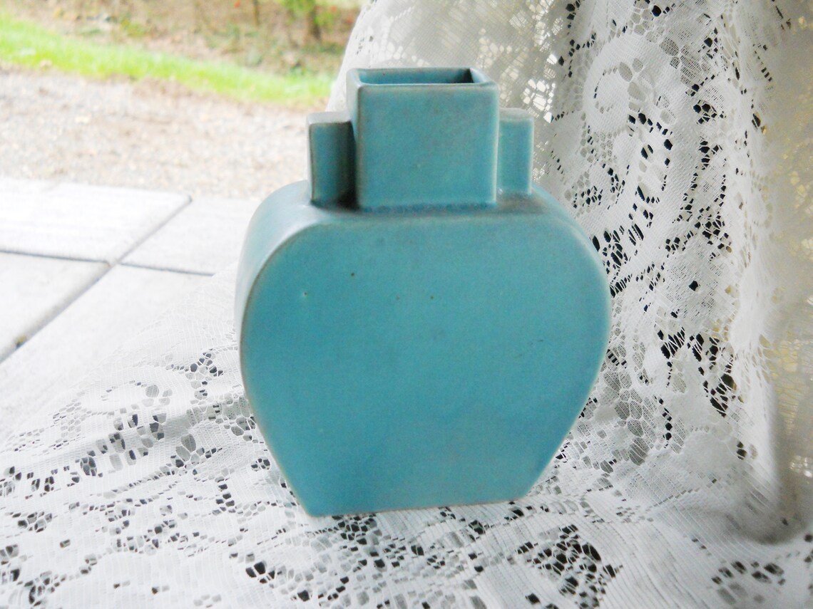 Antique Small Rare Art Deco Turquoise Blue Pottery Vase Arts & - Etsy
