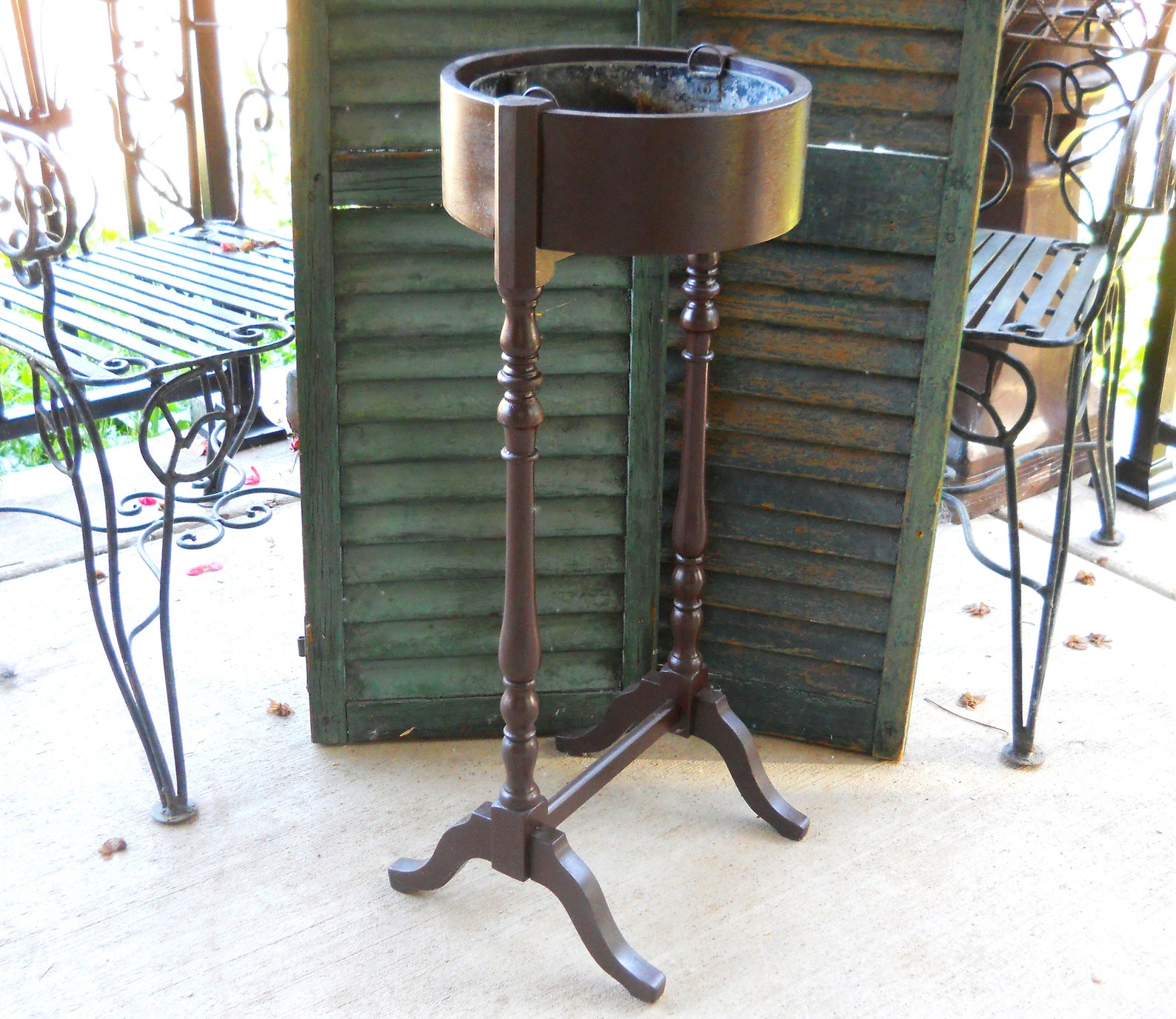 Antique Farmhouse 1890s Rustic Wood Zinc Fern Plant Stand Rare Garden ...