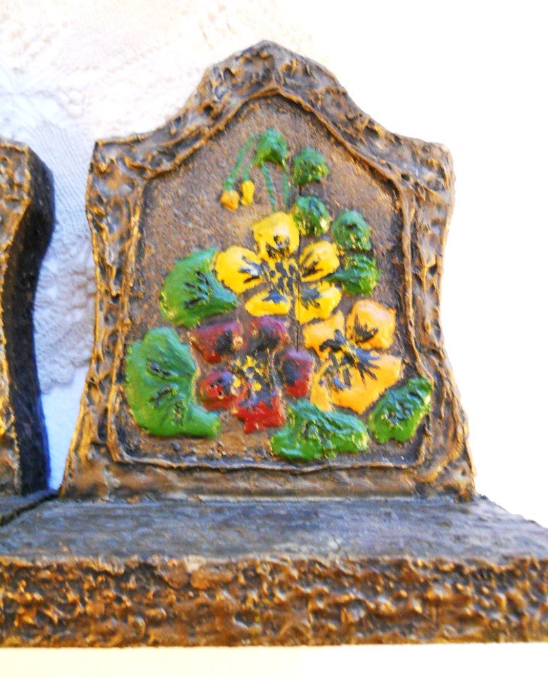 Antique Edwardian Barbola Wood Bookends French Country Vintage 1920s ...