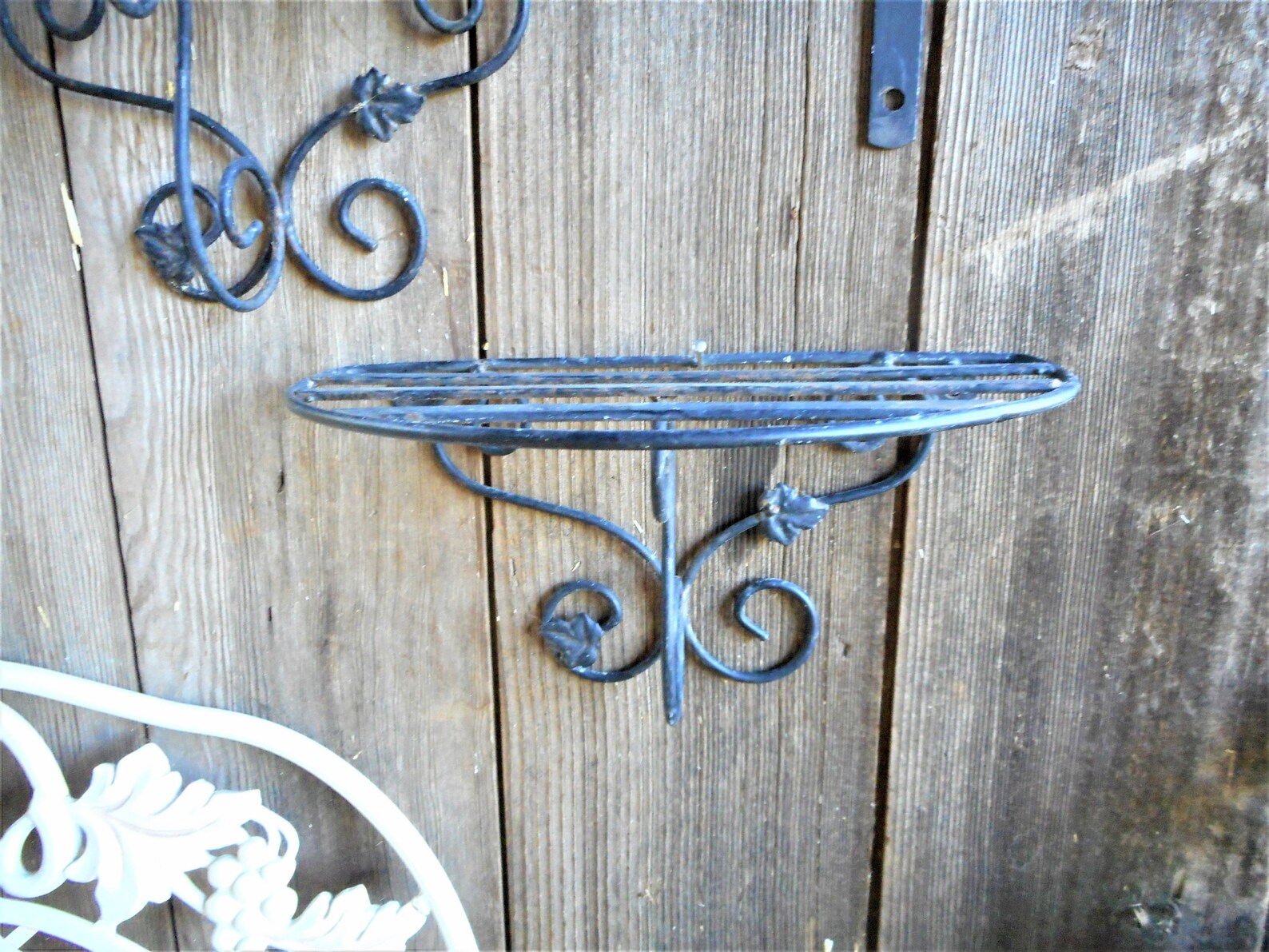Vintage Garden Rustic Black Iron Ivy Planter Wall Shelf Pair & - Etsy