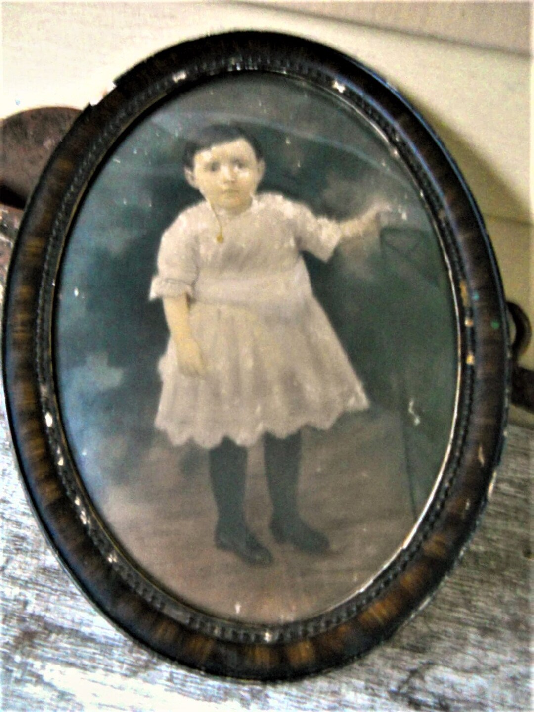 Antique 1900 Edwardian Child Portrait Hand Tinted Photo Print Large ...