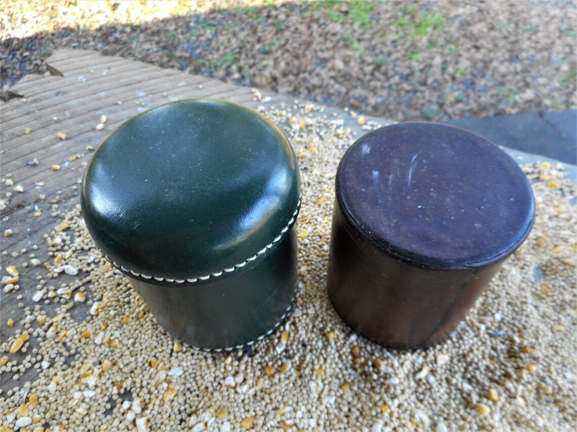 Vintage Mid Century Modern Round Leather Liars Dice Cup Game - Etsy