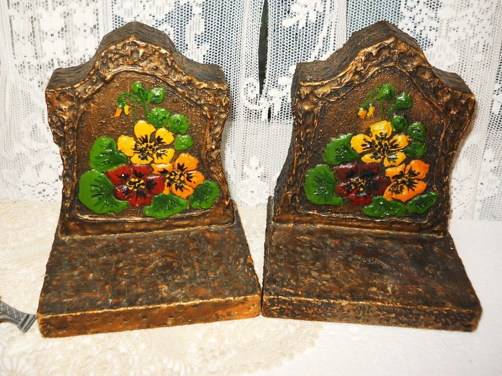 Antique Edwardian Barbola Wood Bookends French Country Vintage 1920s ...