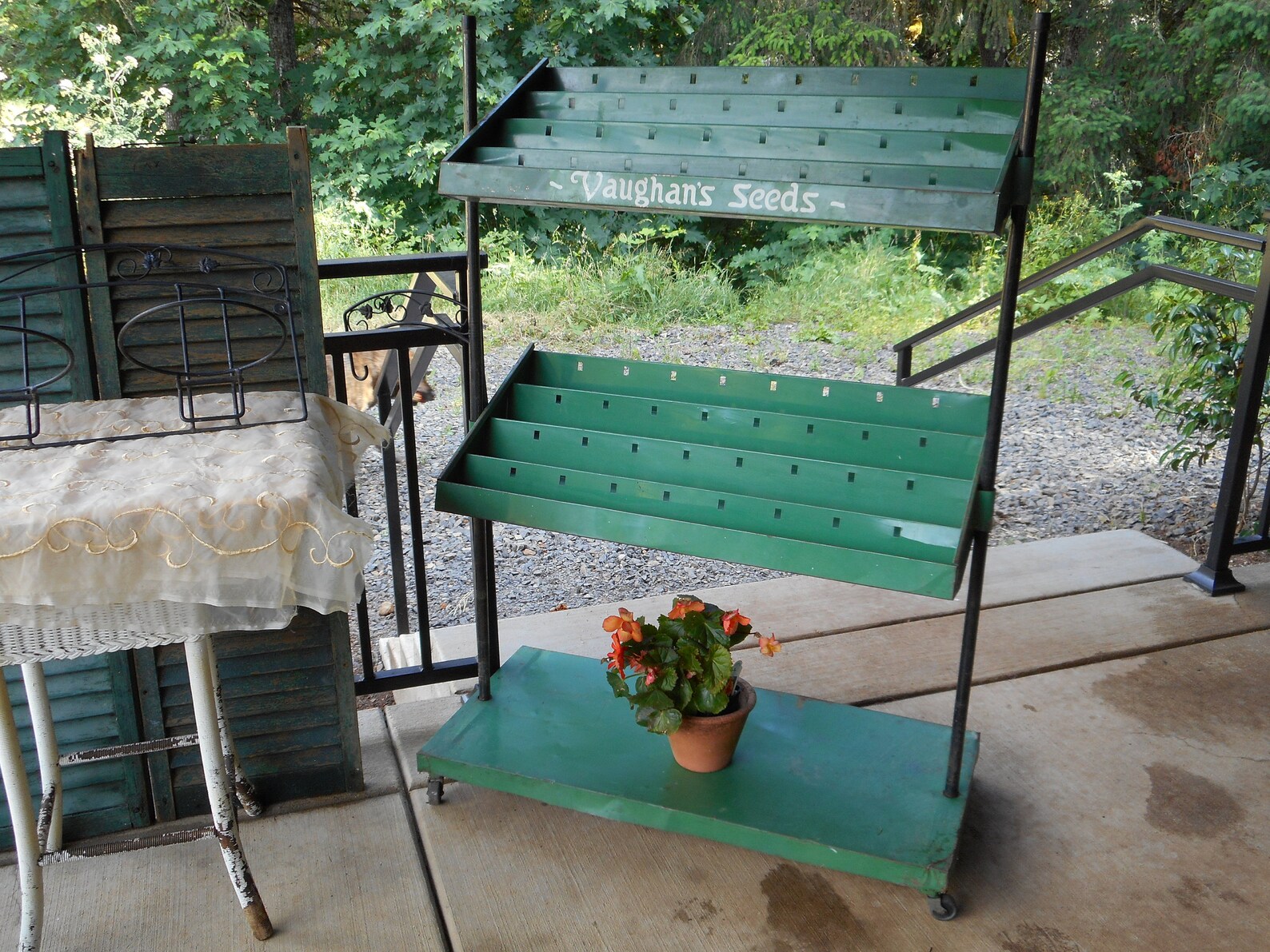 Rare Collapsible Rolling Garden Seed Rack Plant Farm Stand Vintage ...