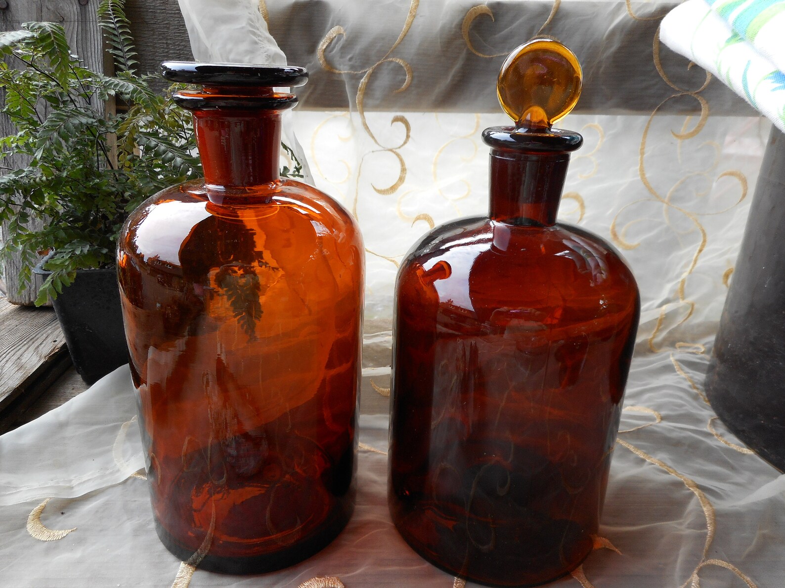 Vintage 1920s Kitchen Brown Glass Bottle Lot 2 Jar Apothecary - Etsy
