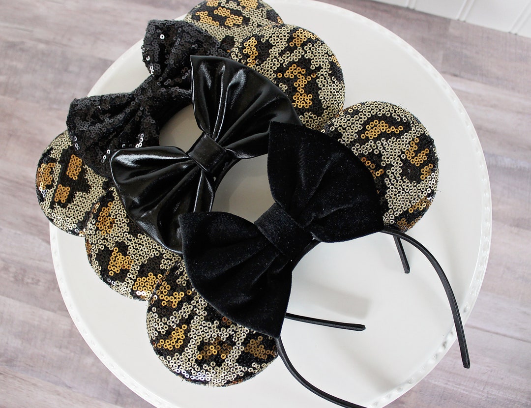 LEOPARD PRINT Mouse Ears Headband, Mickey Ears, Leopard Print Sequin ...