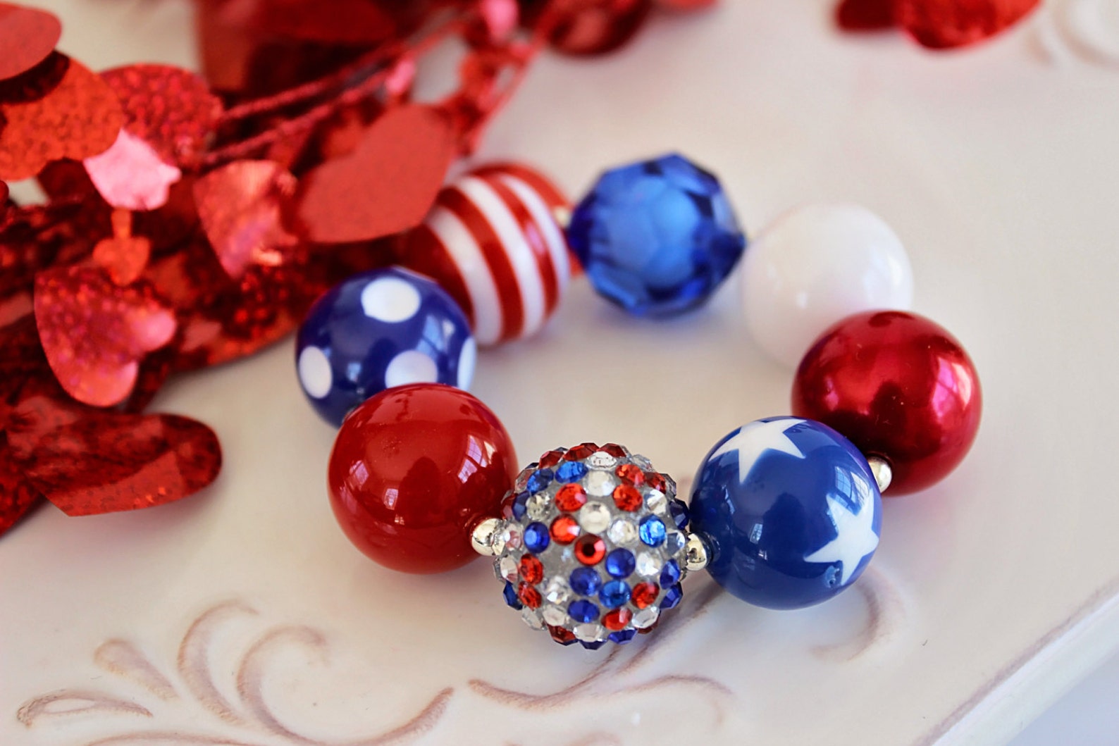 FREEDOM RINGS Necklace 4th of July Chunky Necklace Bracelet - Etsy