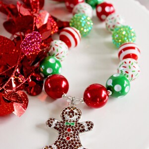 GINGERBREAD SPRINKLES Christmas Necklace, Chunky Bracelet, Red Green ...