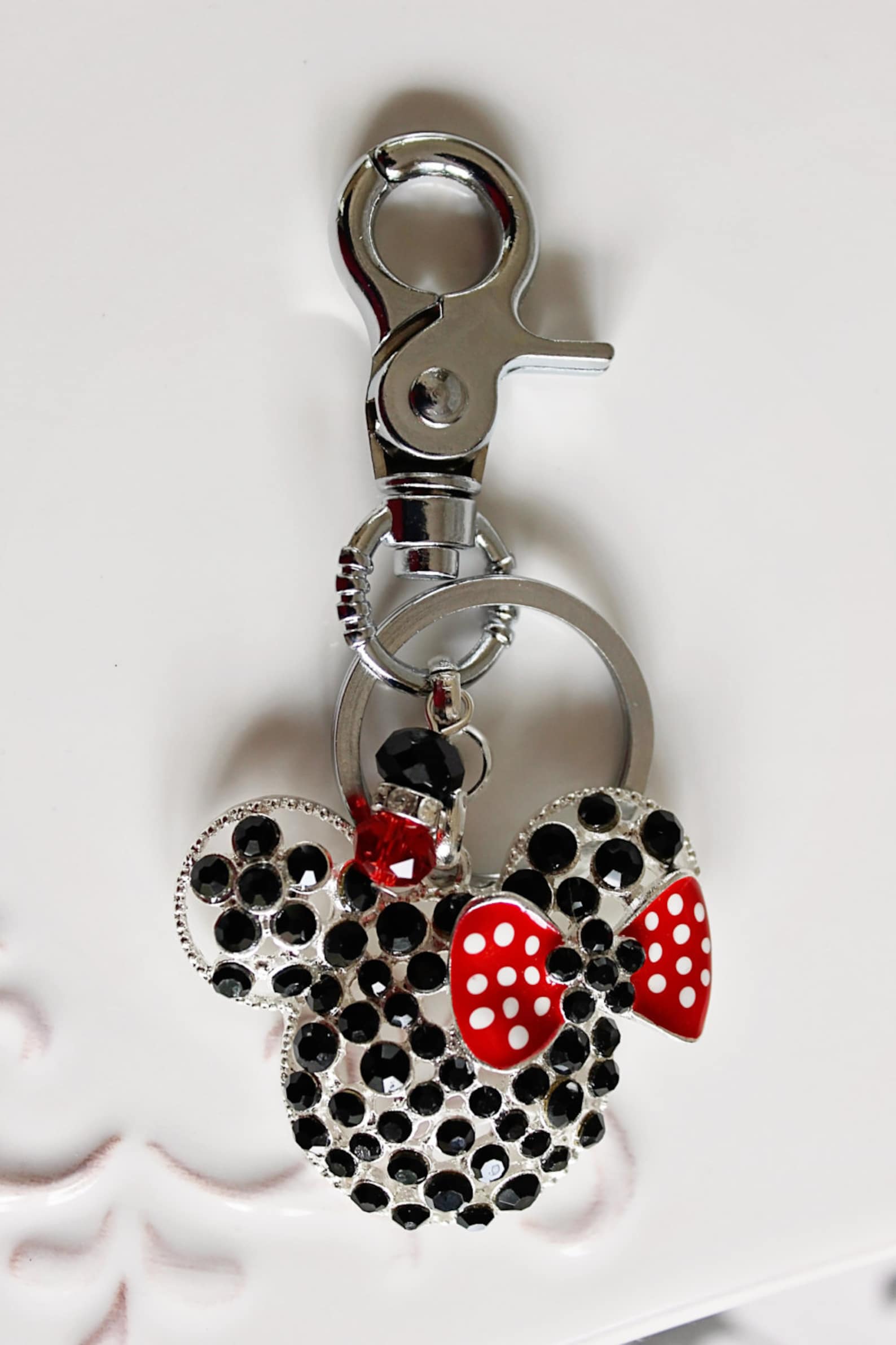 MINNIE Key Chain, Mickey Key Ring, Key Fob Rhinestone Pendant Keychain ...