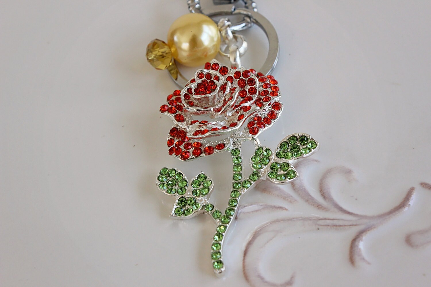 BELLE Key Chain Beauty and the Beast Key Ring Key Fob | Etsy