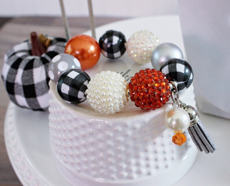 BUFFALO PLAID PUMPKIN Necklace Fall Statement Necklace Black | Etsy