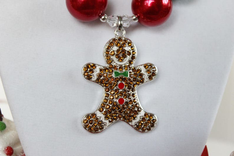 GINGERBREAD SPRINKLES Christmas Necklace Chunky Bracelet Red | Etsy