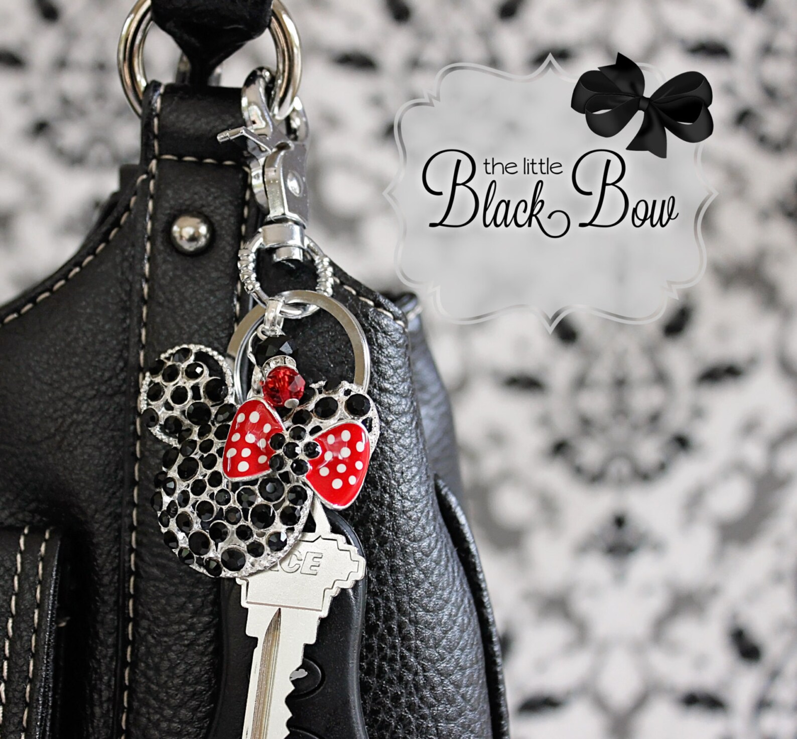 MINNIE Key Chain, Mickey Key Ring, Key Fob Rhinestone Pendant Keychain ...
