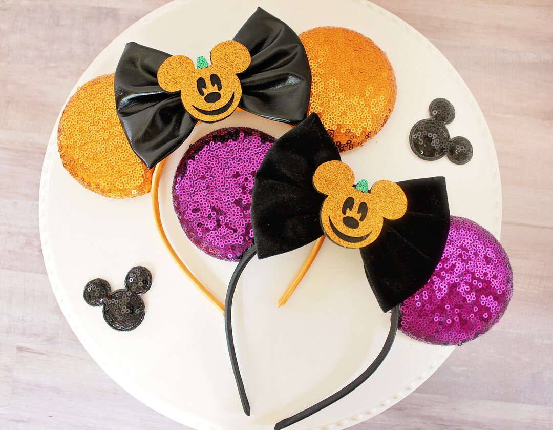 MICKEY PUMPKIN Mouse Ears Headband, Disney Halloween Party Mickey Ears ...