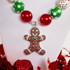 GINGERBREAD SPRINKLES Christmas Necklace, Chunky Bracelet, Red Green ...