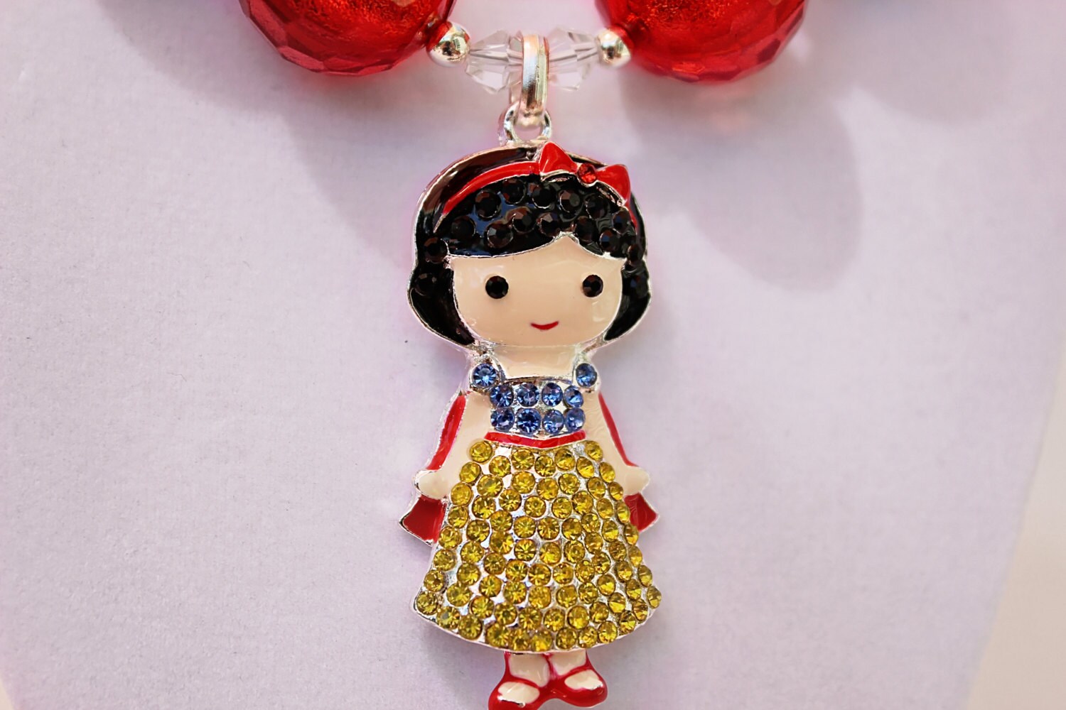 SNOW WHITE Chunky Necklace Princess Necklace Yellow Red & | Etsy