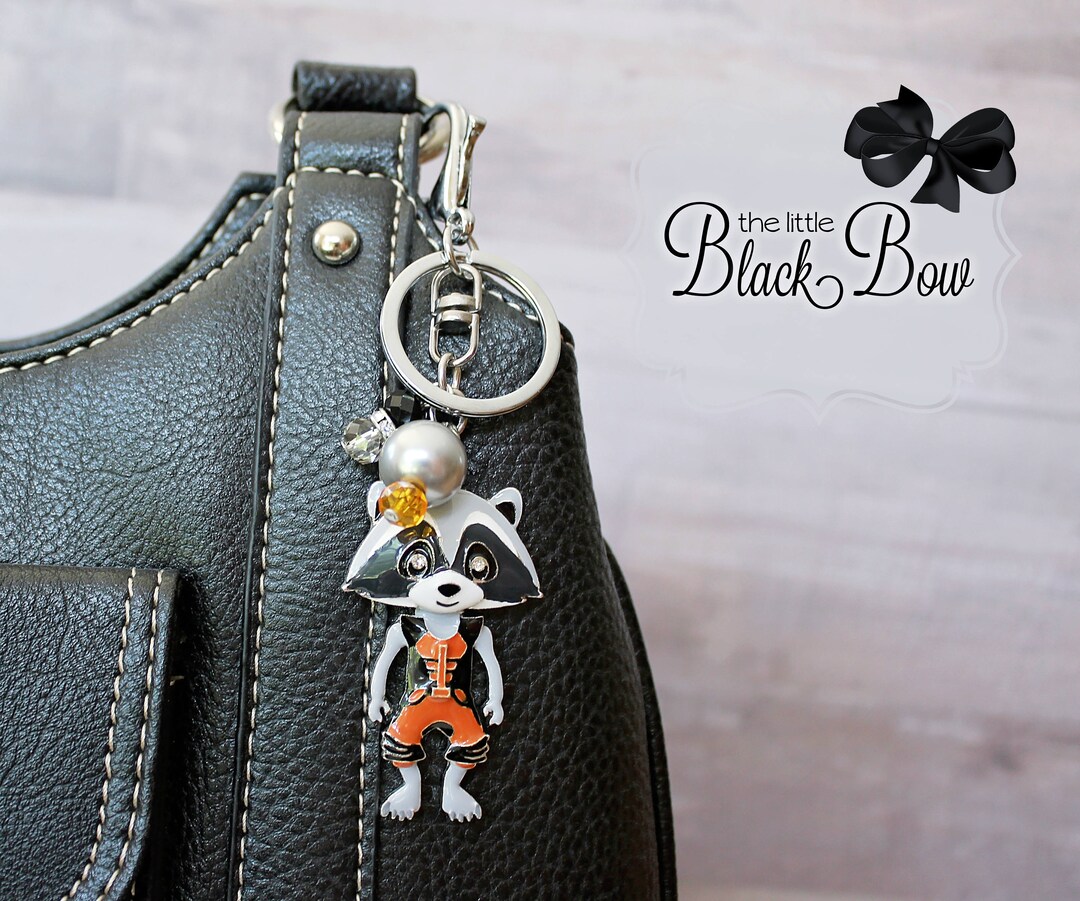 ROCKET RACOON Key Chain, Avengers Key Ring, Key Fob Rhinestone Pendant ...